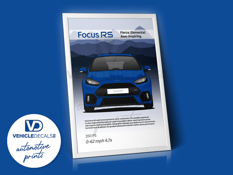 Ford Focus RS MK3 “Fierce” Poster Drawing Automotive Print Retro ...