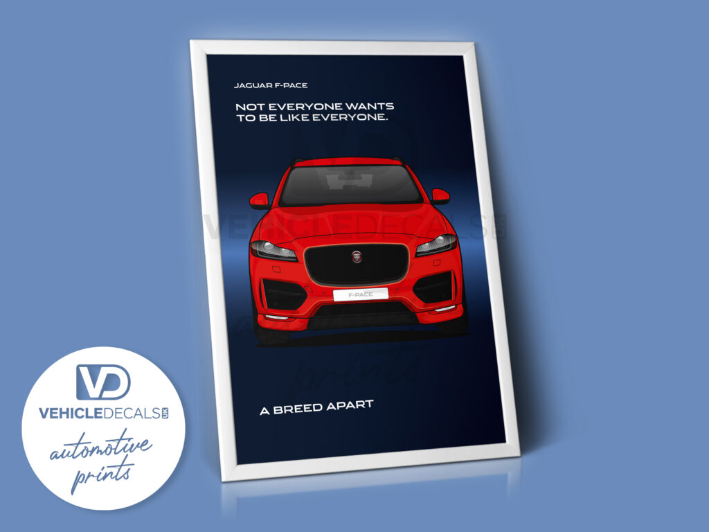 Jaguar F-Pace SUV 4×4 “A Breed Apart” Red Poster Drawing Automotive ...