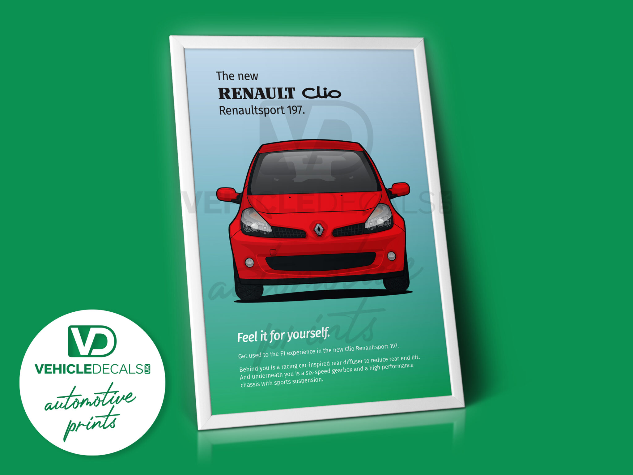 Renault Clio 197 Renaultsport “Feel it for yourself” Poster Drawing ...