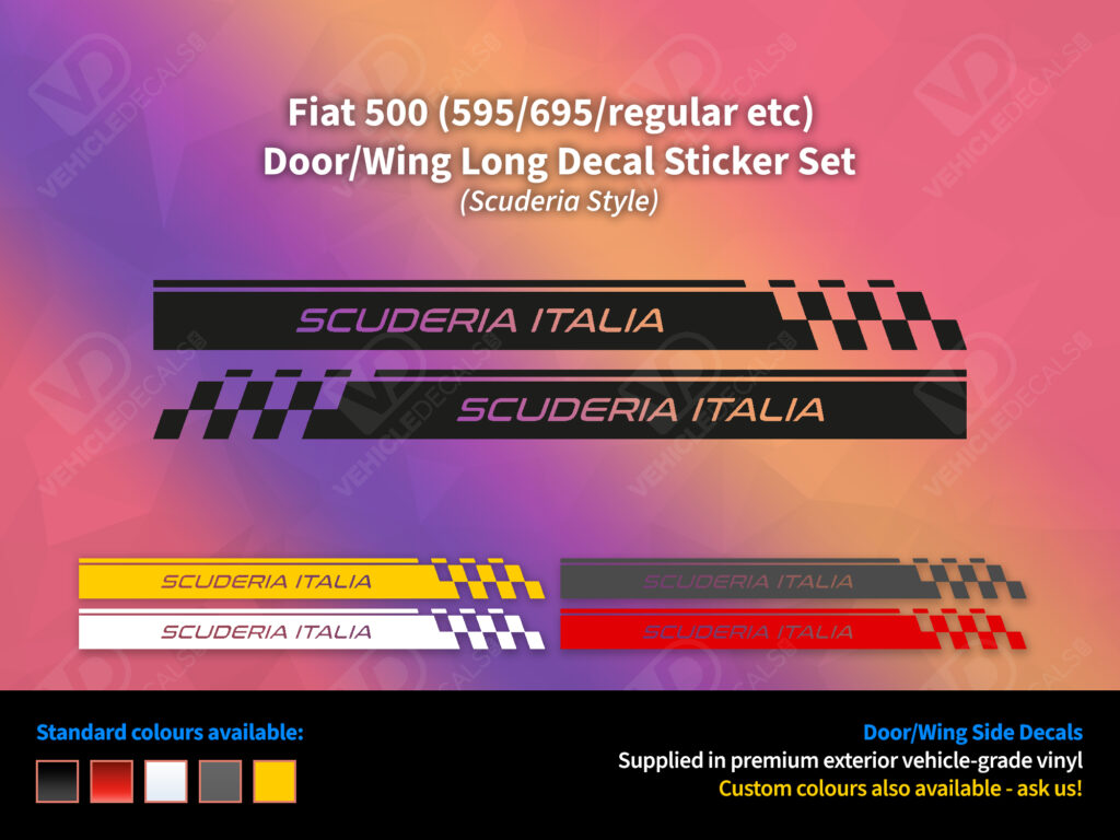 Fiat 500 Abarth 595/695 Scuderia Italia Door Decal Vinyl Stickers ...