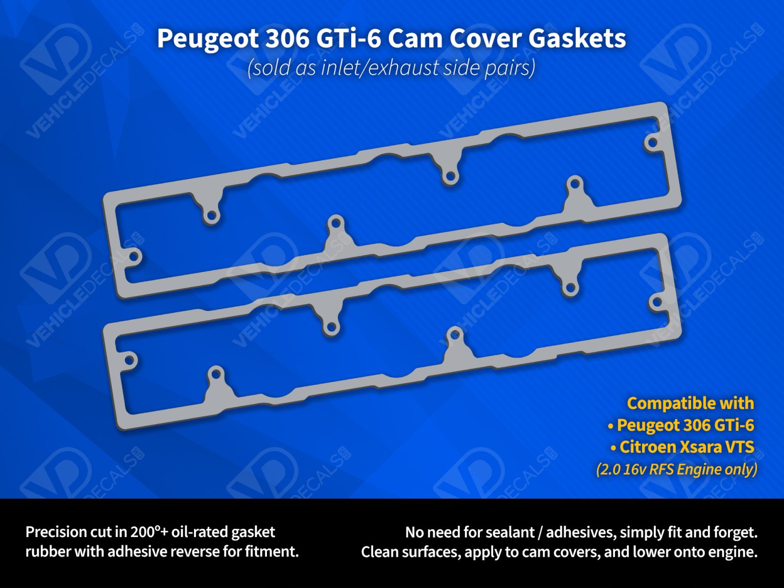 Peugeot 306 GTi-6 Rallye Citroen Xsara VTS Cam Cover Rocker Gasket Pair ...